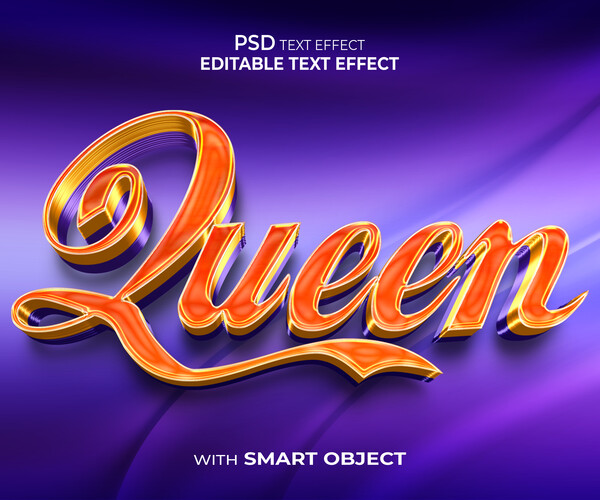 ArtStation - 3D Queen. PSD fully editable text effect. Layer style PSD ...