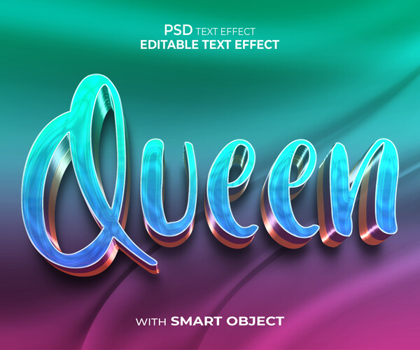 ArtStation - 3D Queen. PSD fully editable text effect. Layer style PSD ...