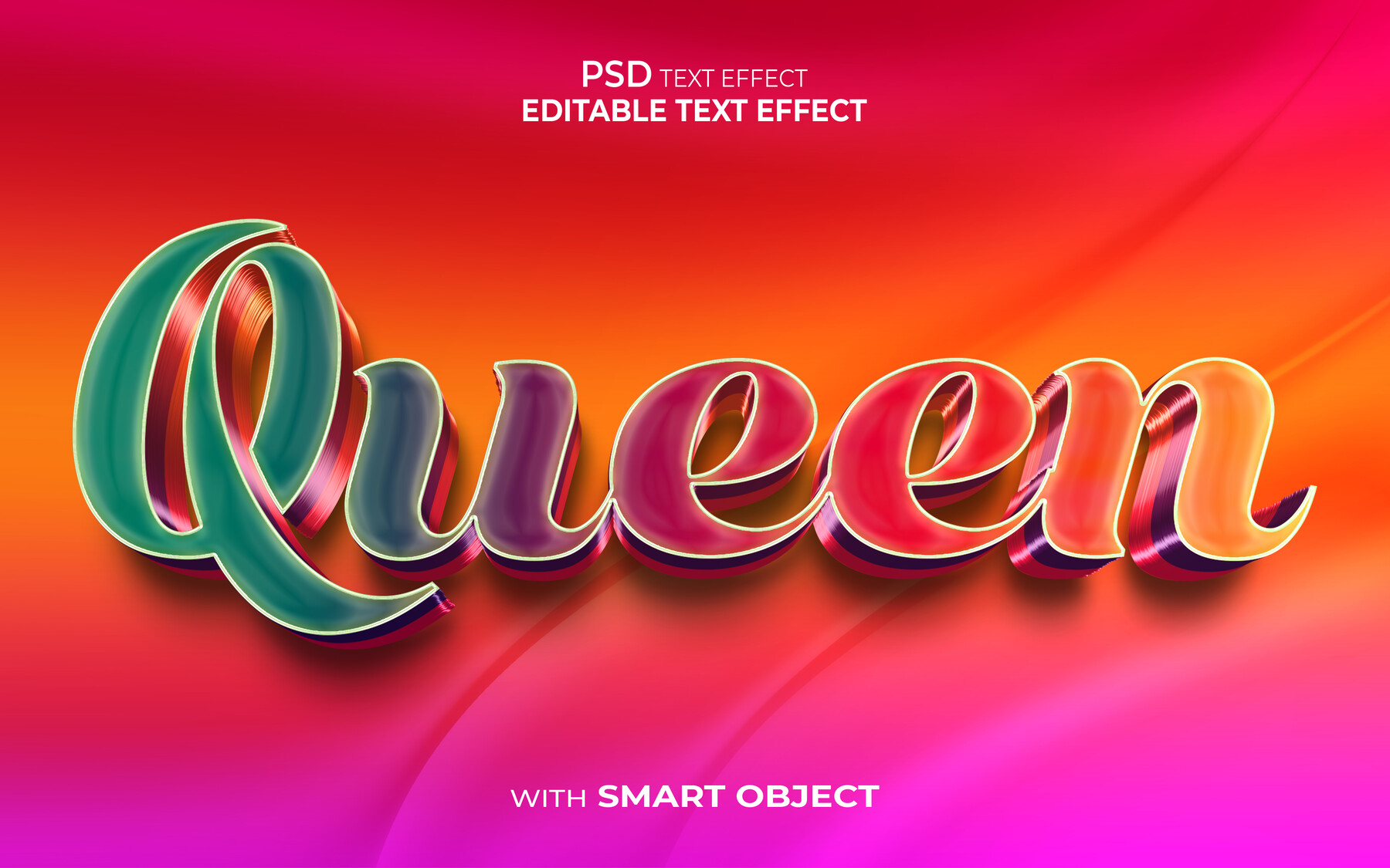 ArtStation - 3D Queen. PSD fully editable text effect. Layer style PSD ...