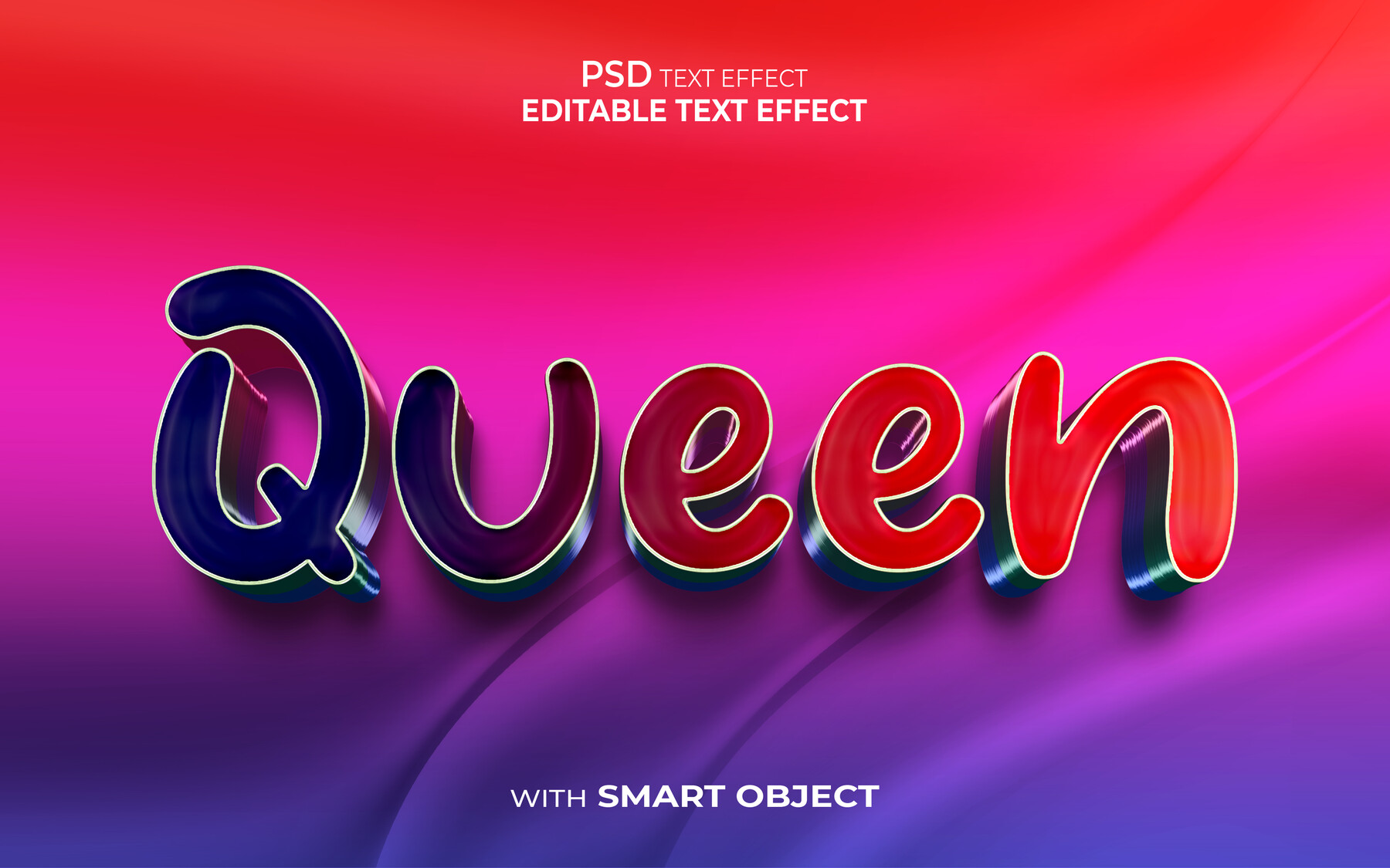 ArtStation - 3D Queen. PSD fully editable text effect. Layer style PSD ...