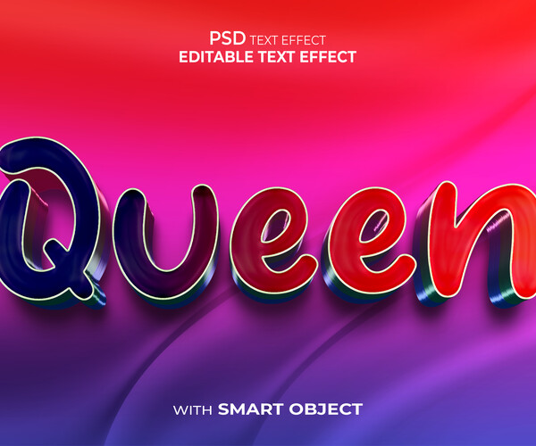ArtStation - 3D Queen. PSD fully editable text effect. Layer style PSD ...