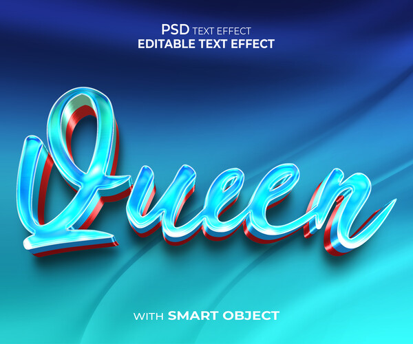 ArtStation - 3D Queen. PSD fully editable text effect. Layer style PSD ...