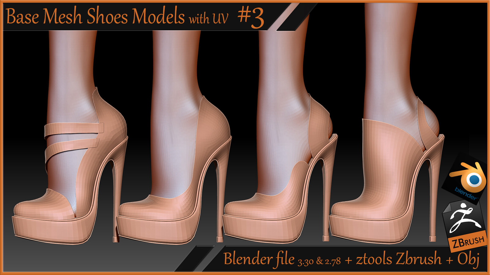 ArtStation - Base Mesh Shoes models #3 | Resources