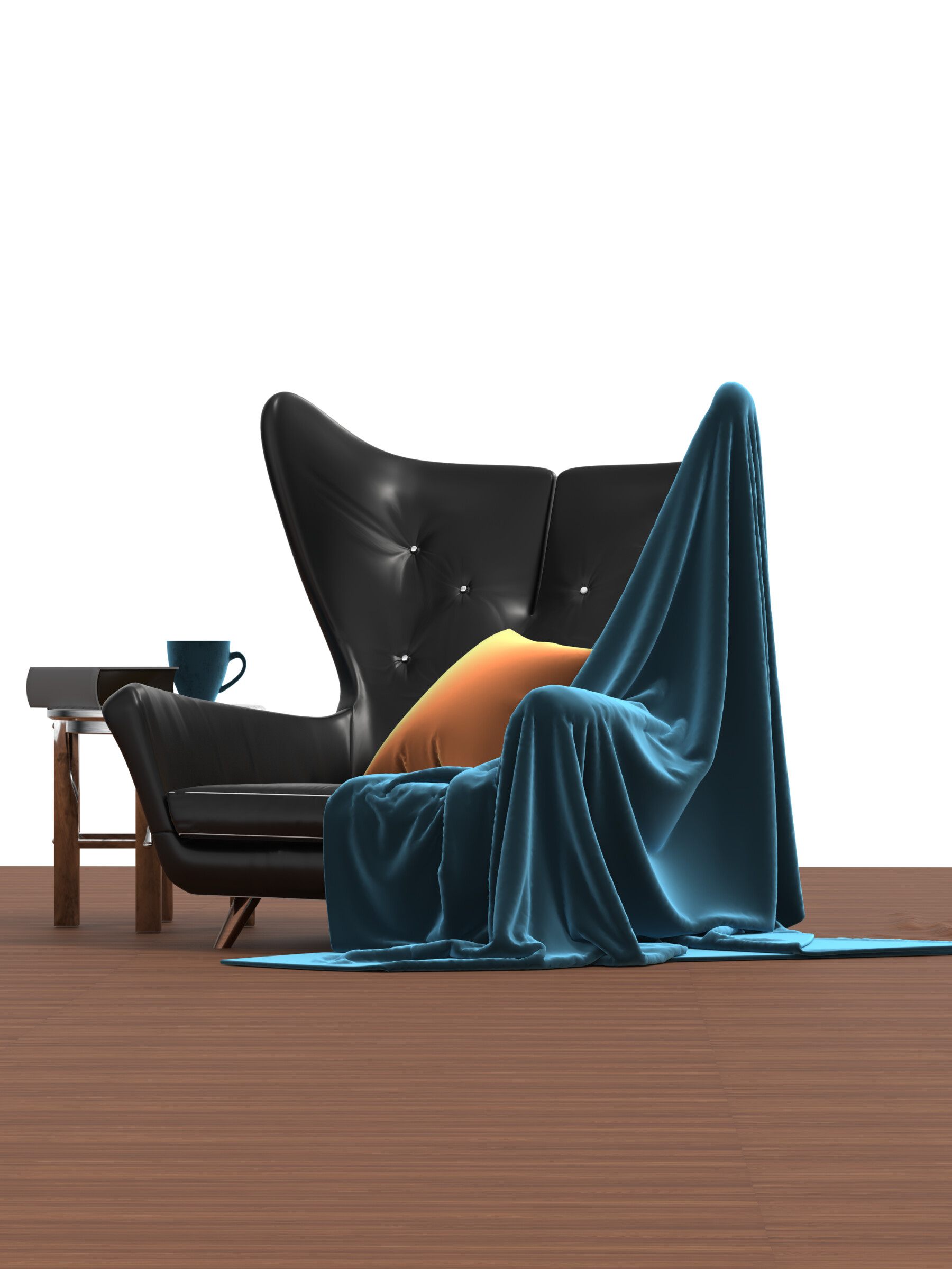 ArtStation - 3D ARMCHAİR/VELVET BLANKET/BOOK/COFFEE TABLE | Resources