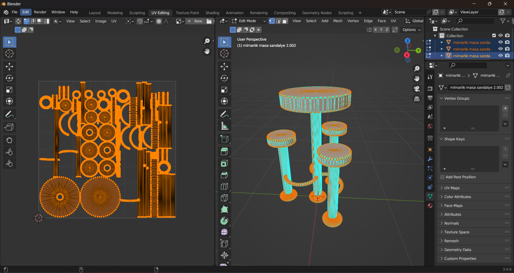 ArtStation - 3D Triple Bar Table and Bar Chair - Blender (.blend .fbx ...