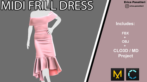 ArtStation - Midi Frill dress | Game Assets