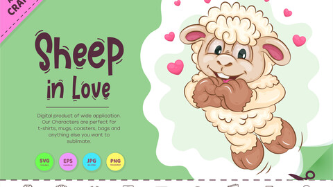 ArtStation - Cartoon Sheep in Love. Clipart. | Artworks