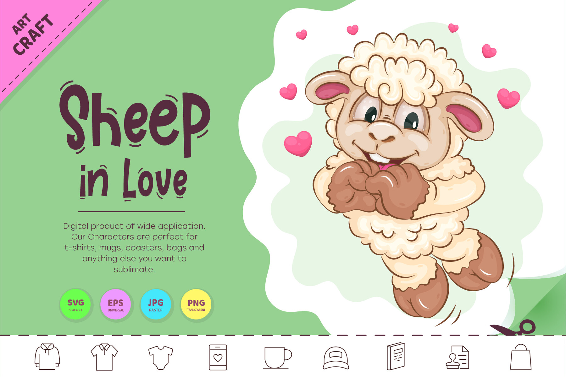 ArtStation - Cartoon Sheep in Love. Clipart. | Artworks
