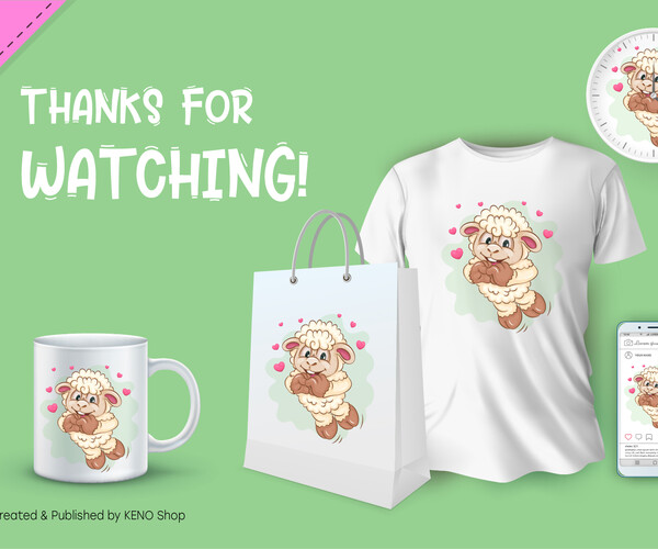 ArtStation - Cartoon Sheep in Love. Clipart. | Artworks