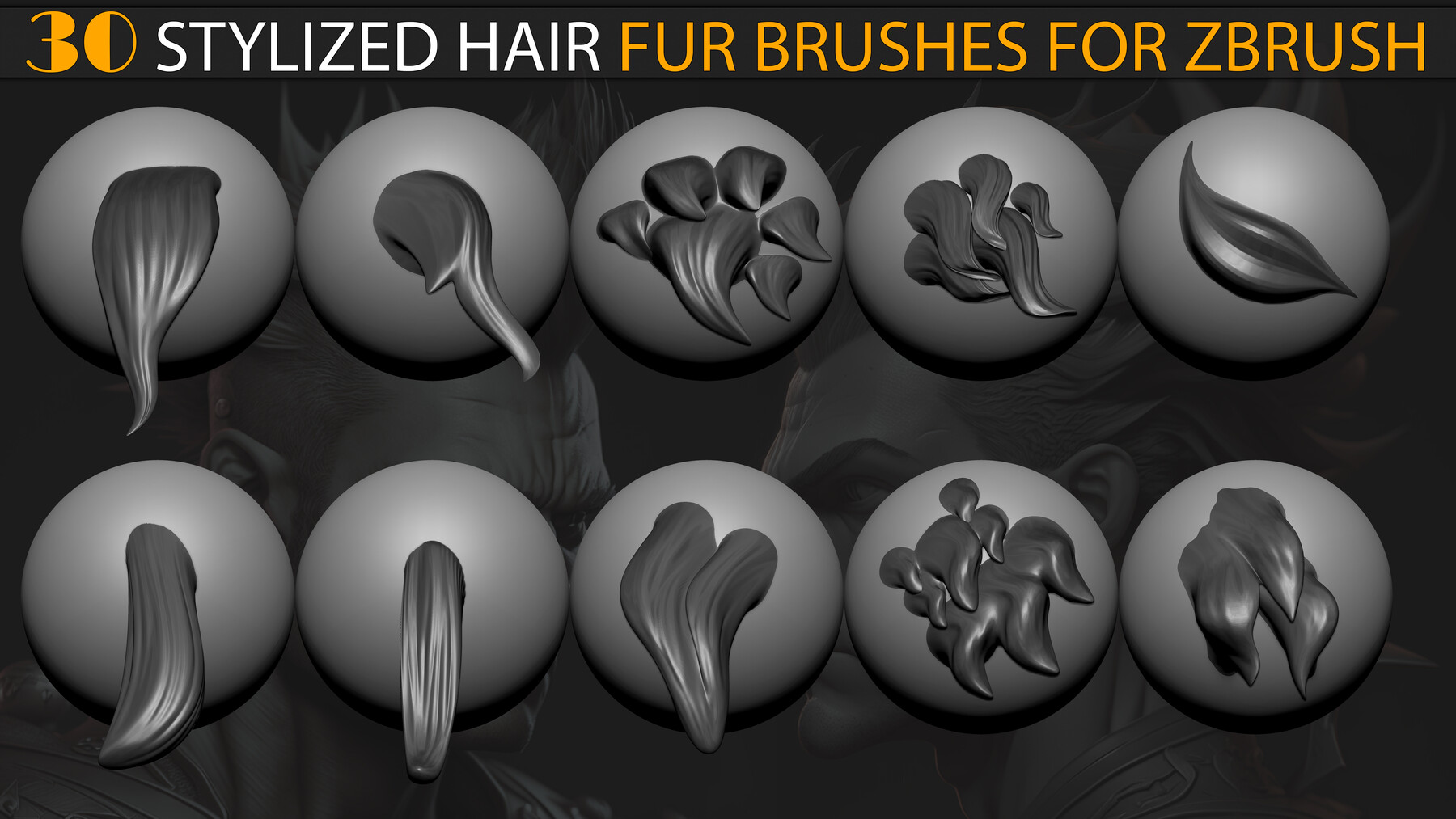 ArtStation - 30 Stylized Hair (Fur) VDM Brushes for Zbrush V-02 | Brushes