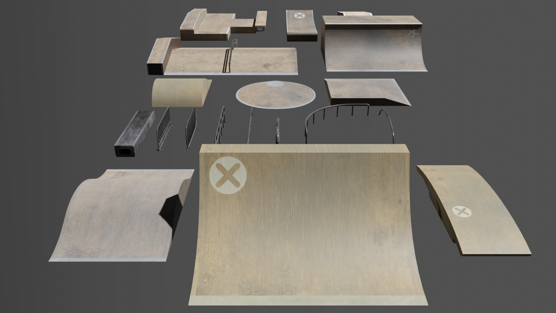 ArtStation - Skatepark SK8 Skate BMX Rail Railing Ramp Trampolines ...