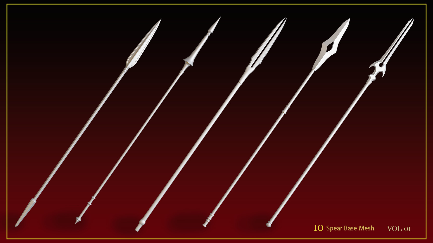 ArtStation - 10 Spear Base Mesh, Obj & Fbx- Game Ready- Vol 01 -Free ...