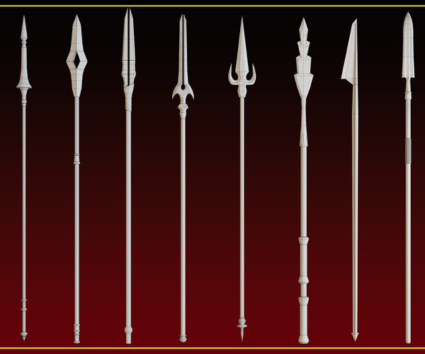 ArtStation - 10 Spear Base Mesh, Obj & Fbx- Game Ready- Vol 01 -Free Spear ( 2 Sample ) | Game ...