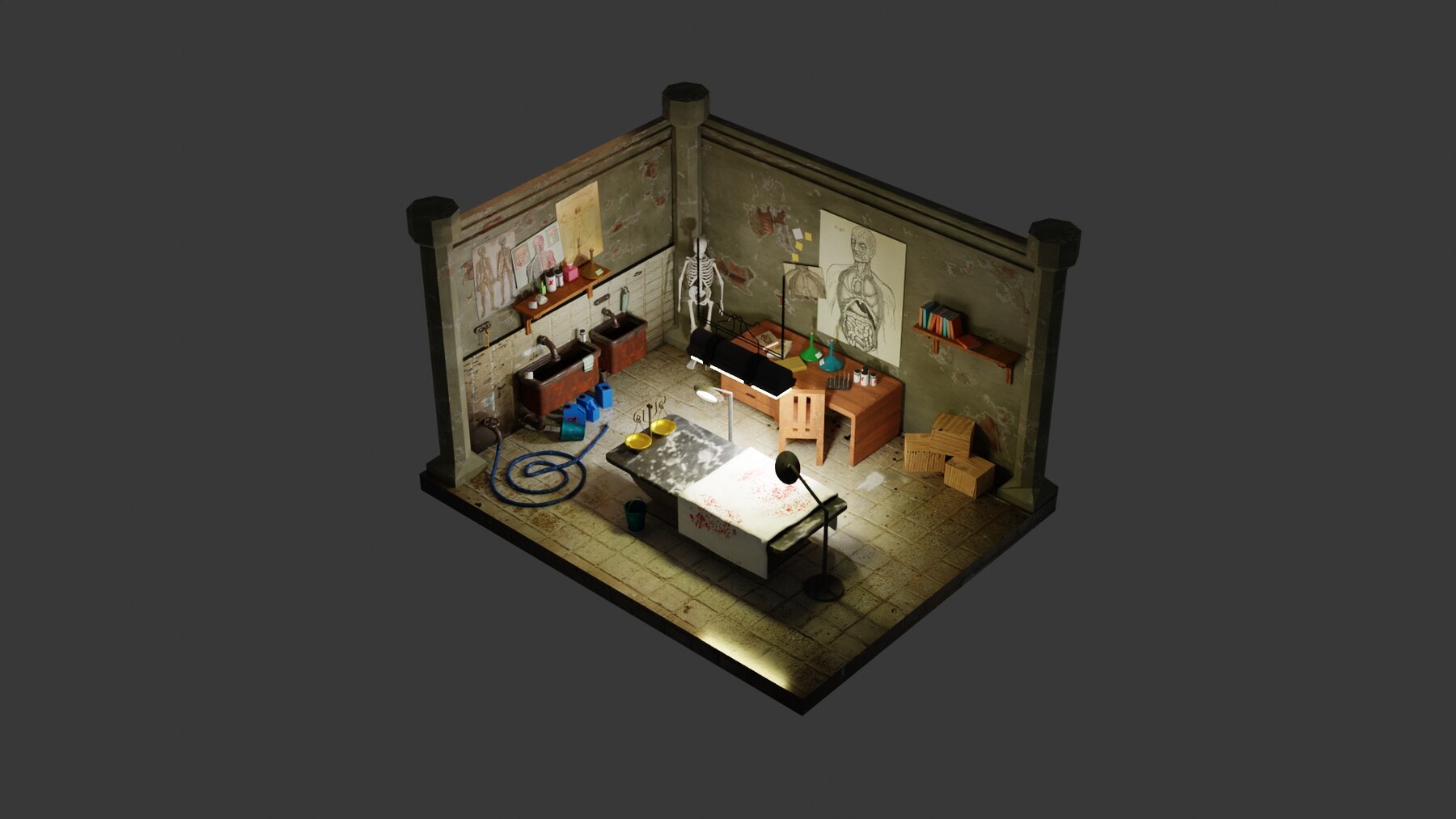 ArtStation - Isometric postmortem Blender 3D scene - inspired from Classic Game Black Mirror ...