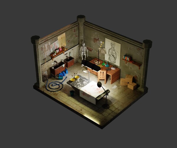 ArtStation - Isometric postmortem Blender 3D scene - inspired from Classic Game Black Mirror ...