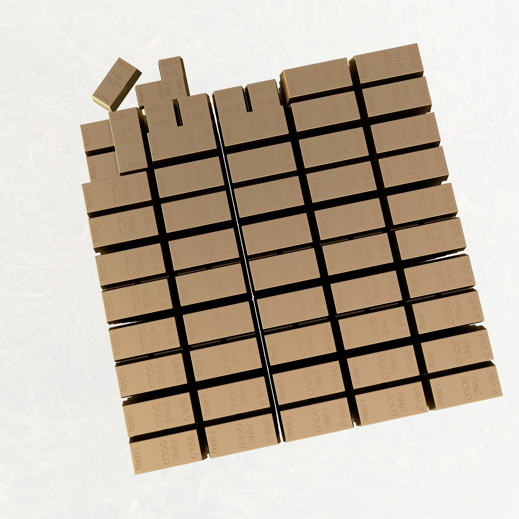 ArtStation - Gold Bars Big Stack 02 | Resources