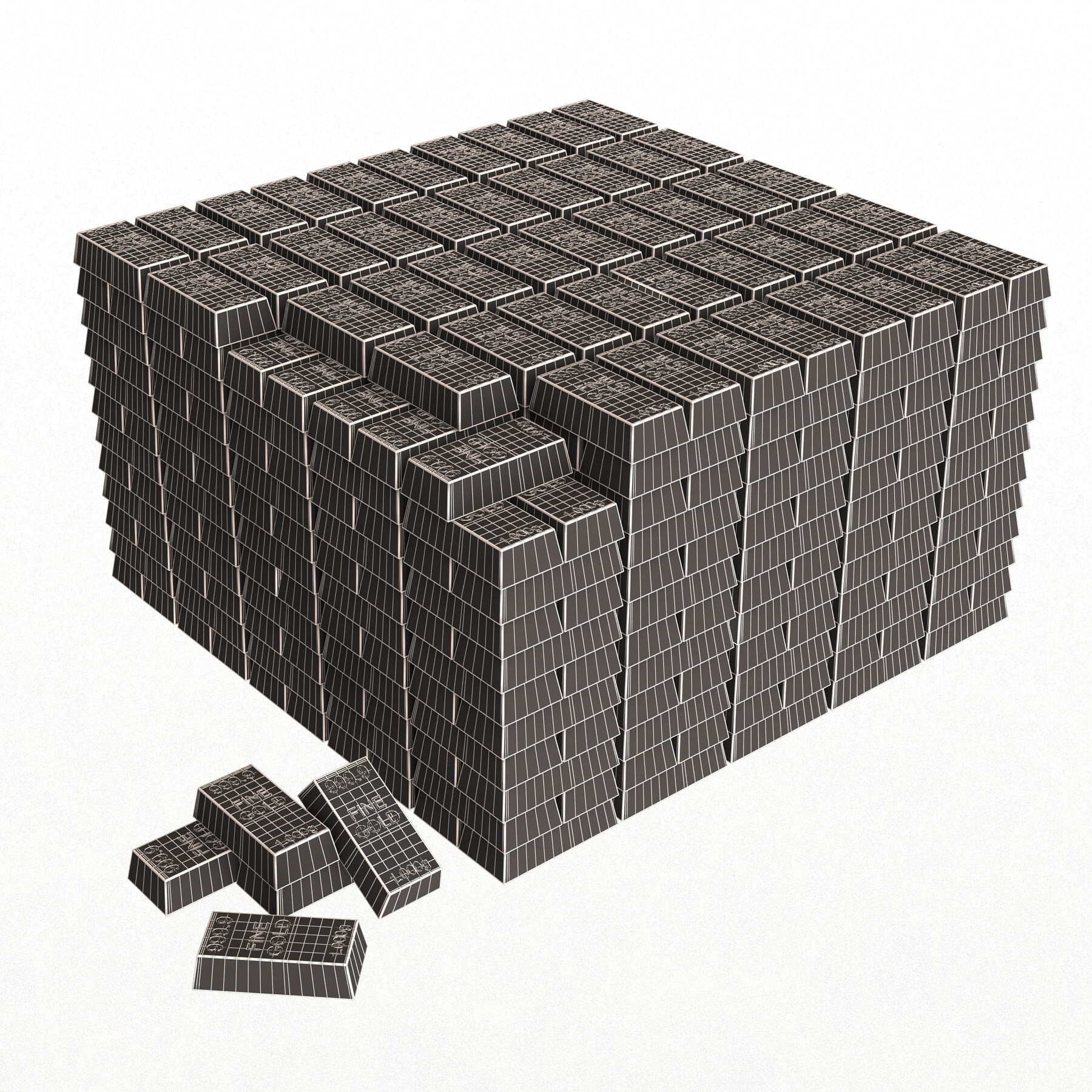 ArtStation - Gold Bars Big Stack 02 | Resources