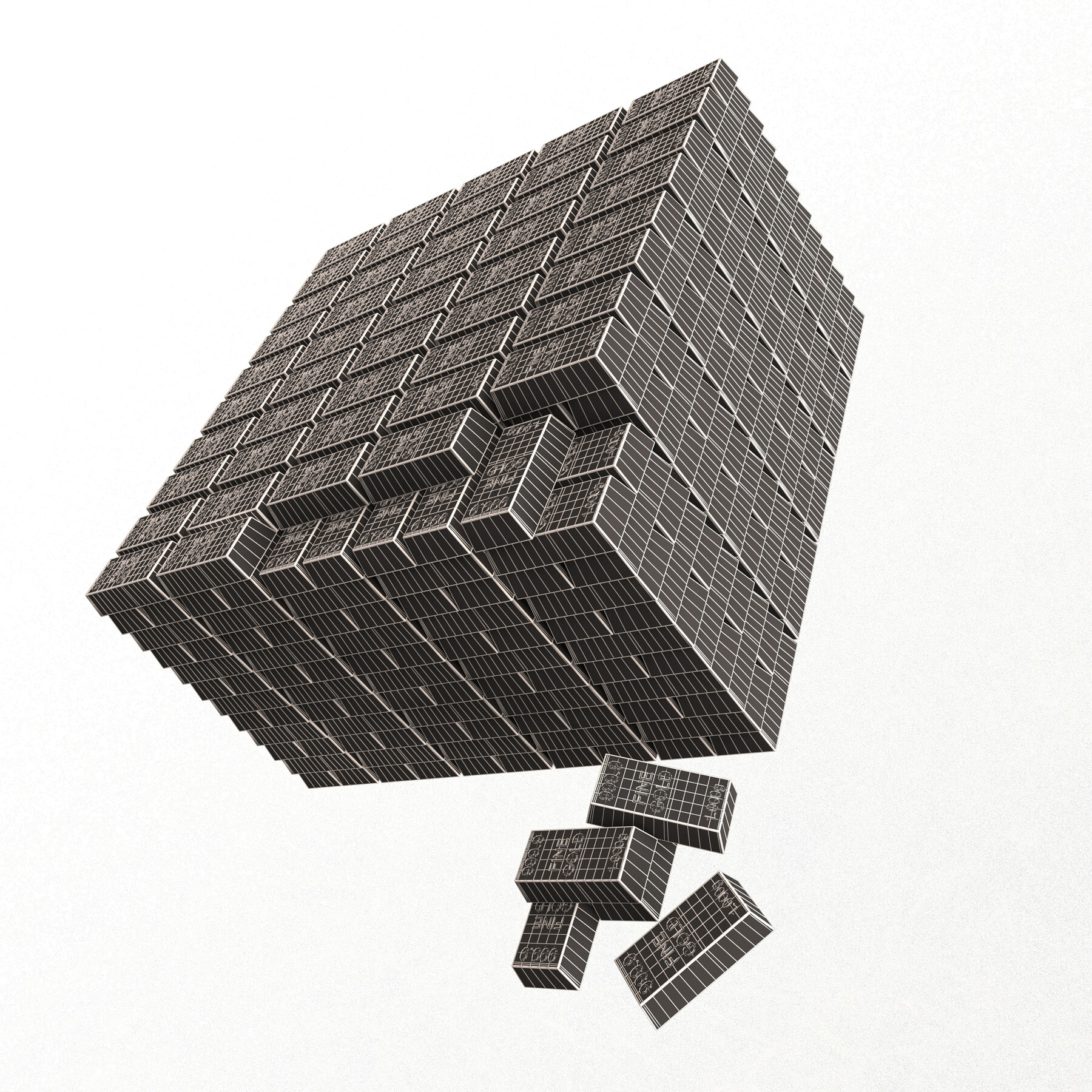 ArtStation - Gold Bars Big Stack 02 | Resources