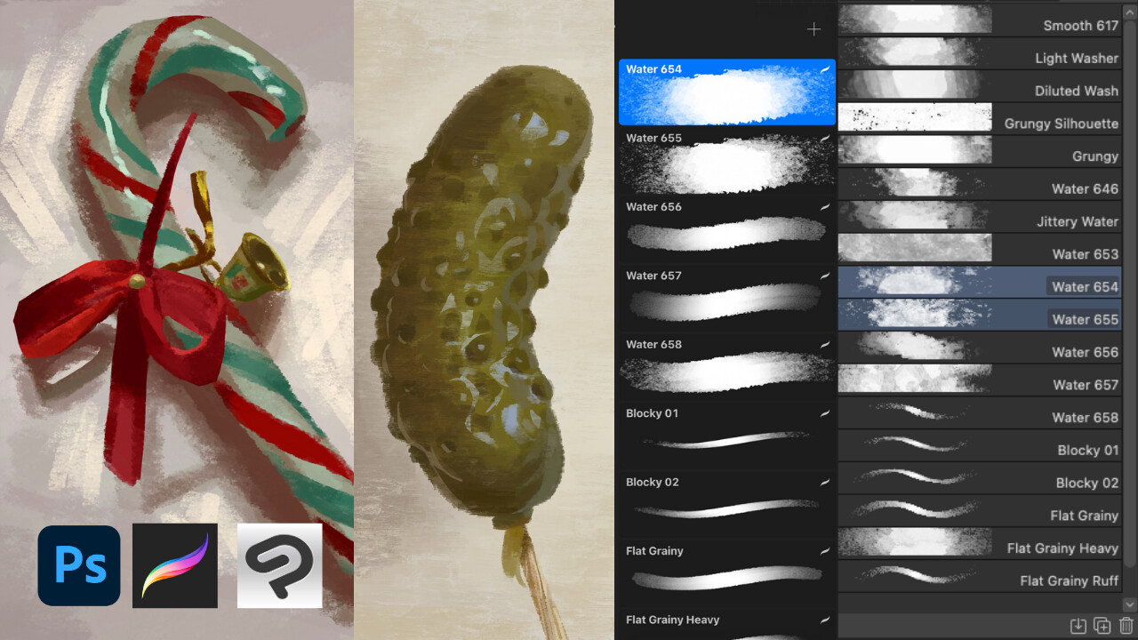 ArtStation - 46 Grungy Watercolor and Pencil Brushes (Procreate ...