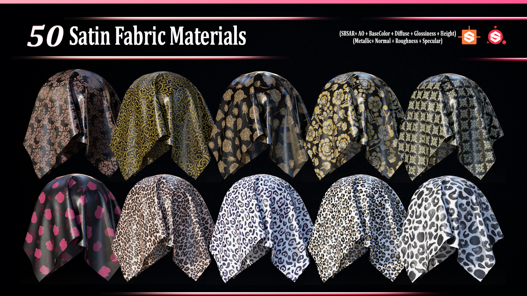 ArtStation - 50 Satin Smart Materials ( SBSAR + Textures ) Vol.1 | Game ...