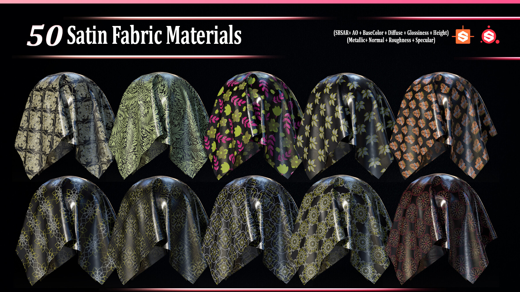 ArtStation - 50 Satin Smart Materials ( SBSAR + Textures ) Vol.1 | Game ...
