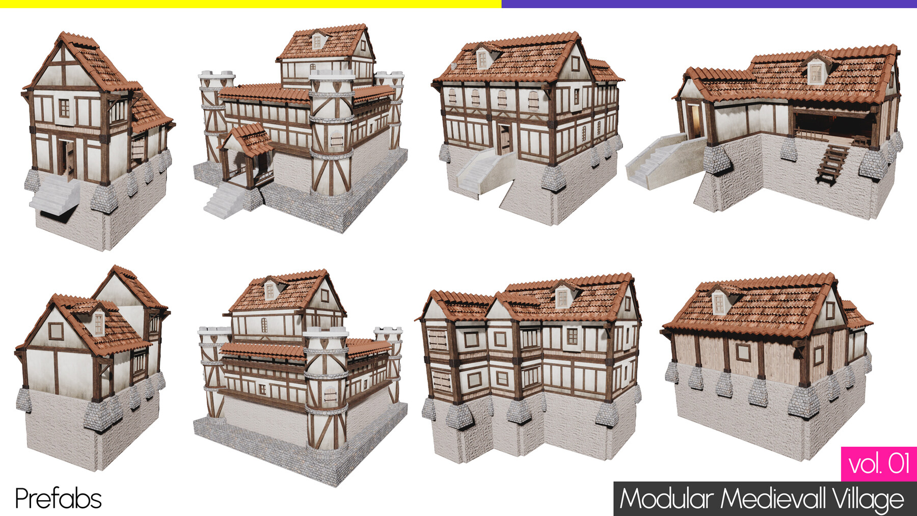 ArtStation - Mountain Village Medieval (Modular Low Poly Assets ...