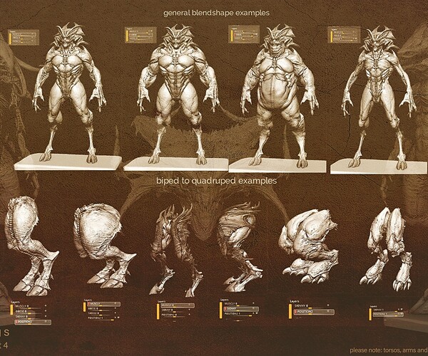 ArtStation - DEMON part 4: 40 Legs with Blendshapes | Brushes