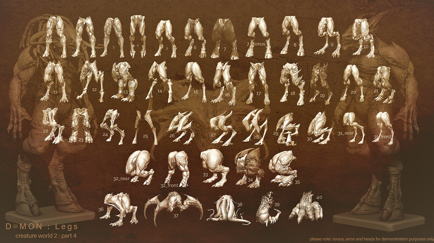 ArtStation - DEMON part 4: 40 Legs with Blendshapes | Brushes