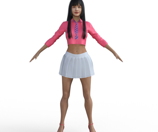 Artstation Khadedra Long Haired Beauty In Pink Uniform Blendshape