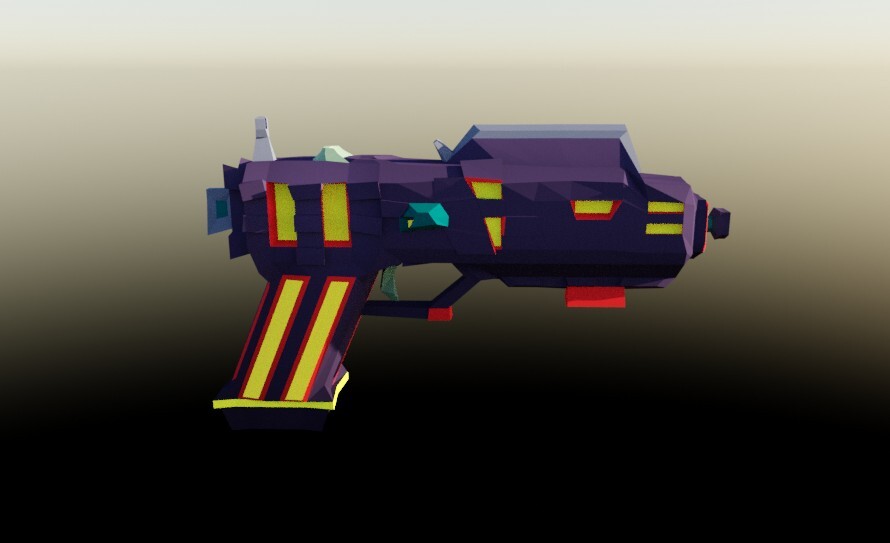 ArtStation - Low-Poly Stylized Cyberpunk Pistol | Game Assets