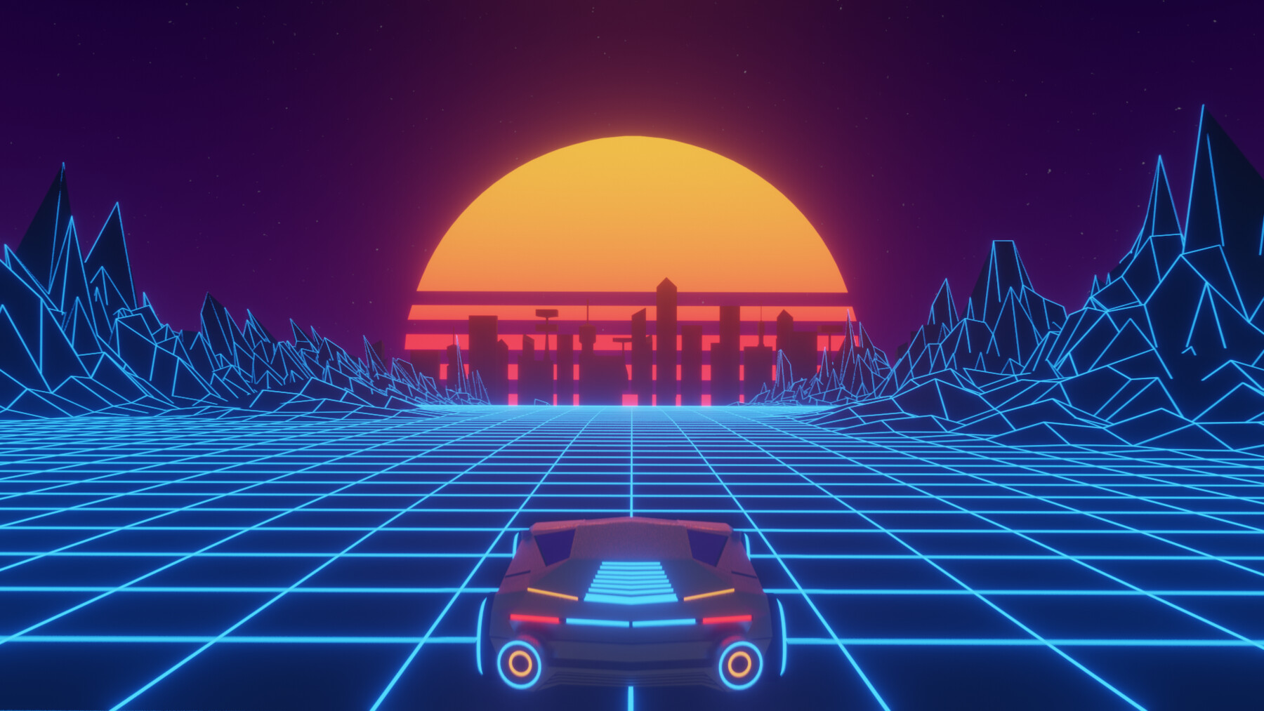 ArtStation - Synthwave Race Towards The 80s - Animated Scene | Resources
