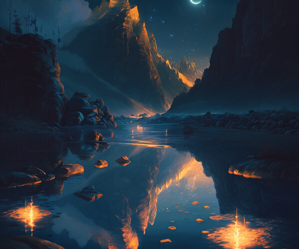 ArtStation - Midnight Stroll: A Serene Monochrome 2 | Artworks