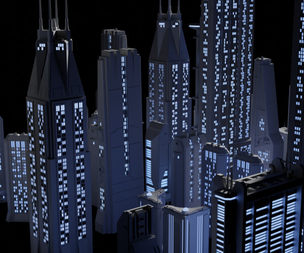ArtStation - Sci-fi Skyscrapers Kit 6 - With Materials - Futuristic ...