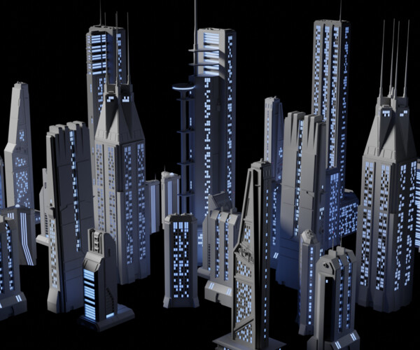 ArtStation - Sci-fi Skyscrapers Kit 6 - With Materials - Futuristic ...