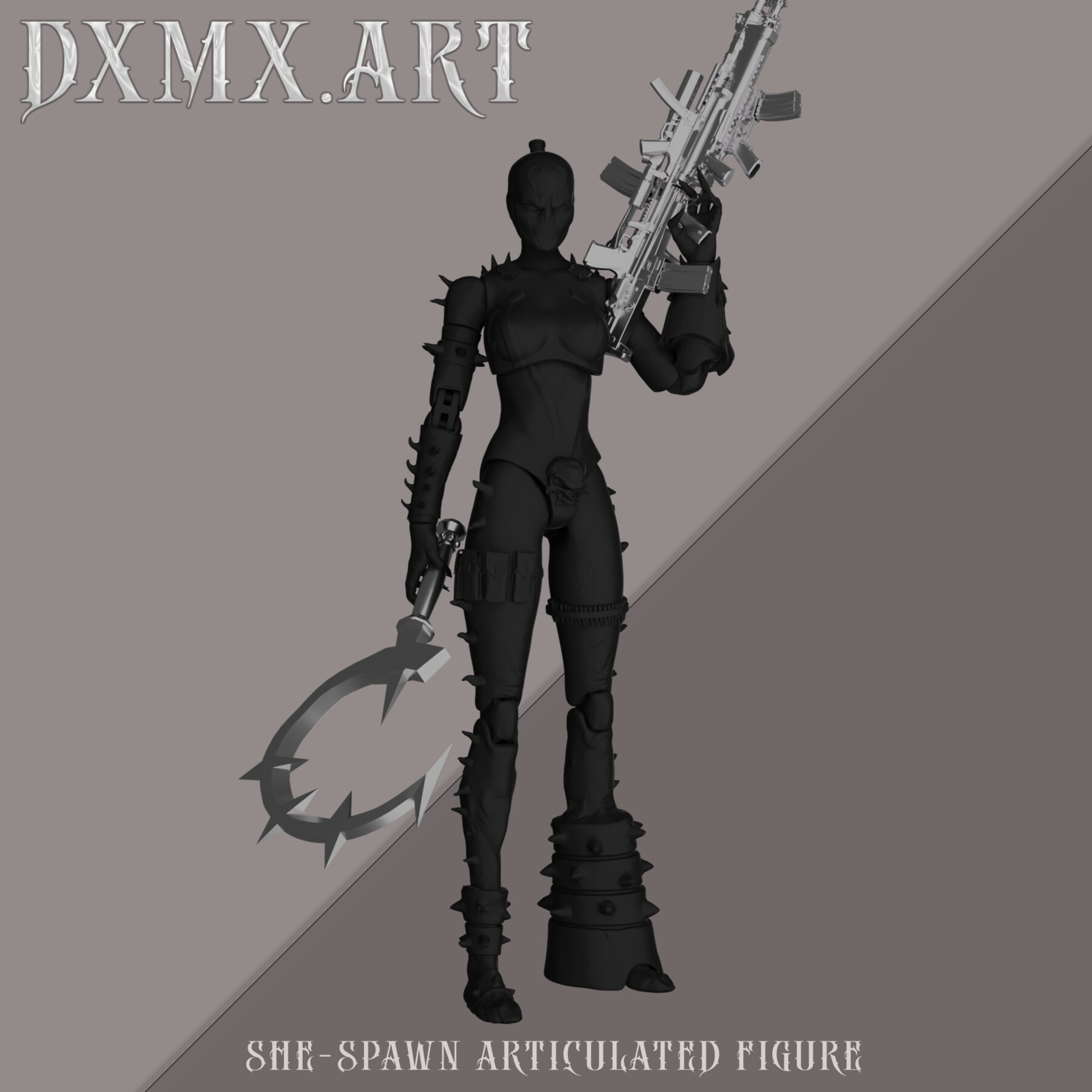 ArtStation - SHE-SPAWN 3D PRINT ARTICULATED FIGURE STL FILE | Game Assets
