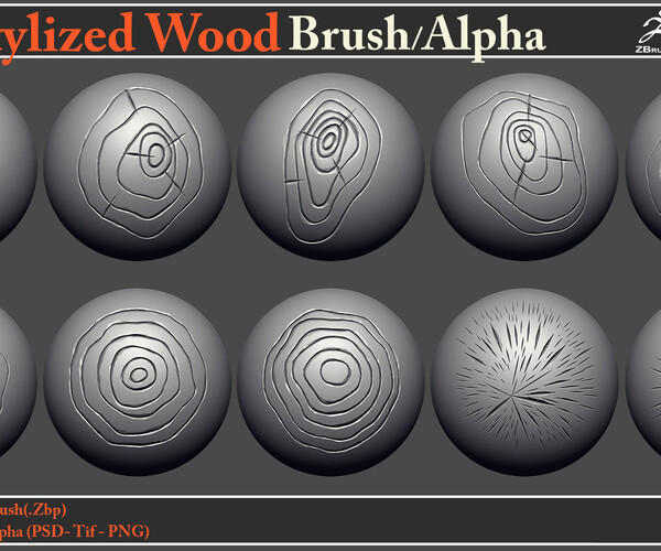 ArtStation - 100 Stylized Wood Brush/Alpha VOL02 | Brushes