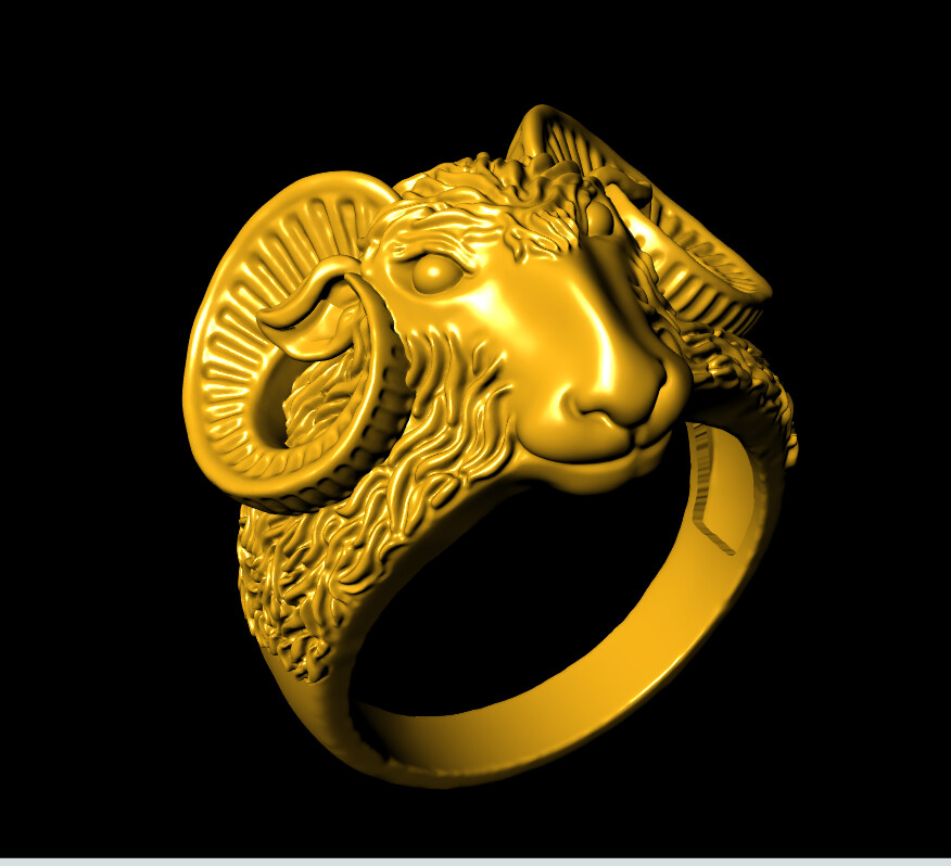 ArtStation - sheep head ring | sheep ring | animal ring | art ring ...