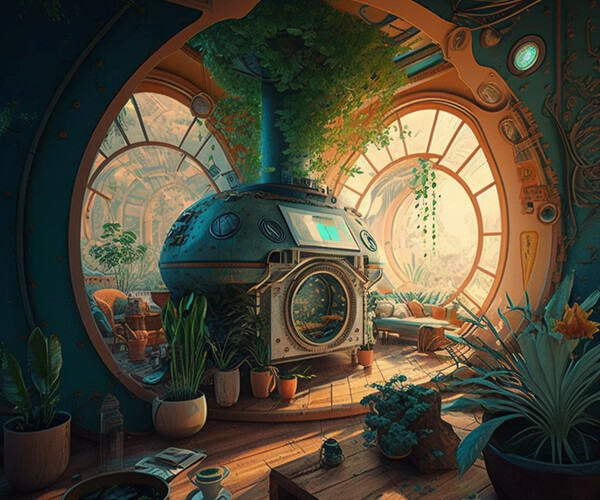 ArtStation - Solarpunk bathroom interriors | Artworks