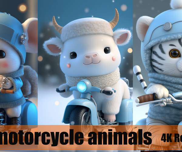 ArtStation - 12 Pets on motorcycles group of pictures | Artworks