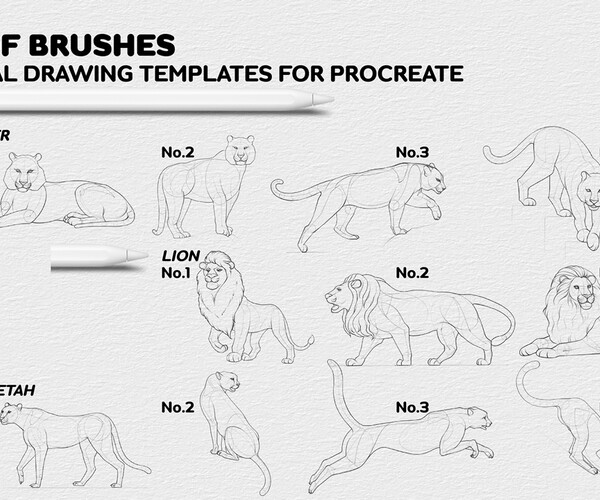 ArtStation - Procreate Animal Stamps | 95 Procreate Animal Brushes ...