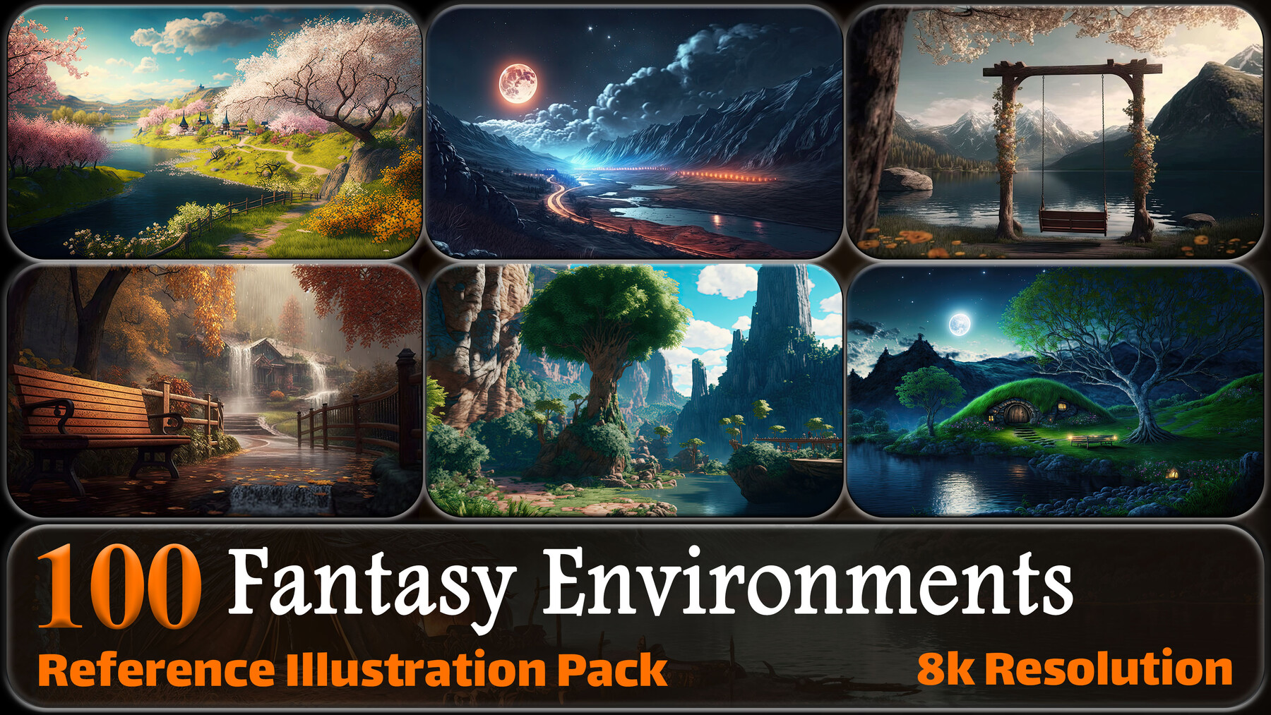 ArtStation - 100 Fantasy Environments Reference Pack | 8K | v.3 | Artworks