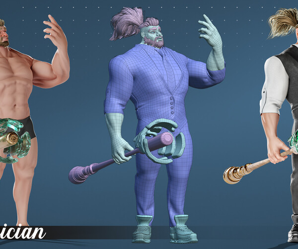 ArtStation - Stylized Bodybuilder Magician 3D Character - rigged | Game ...