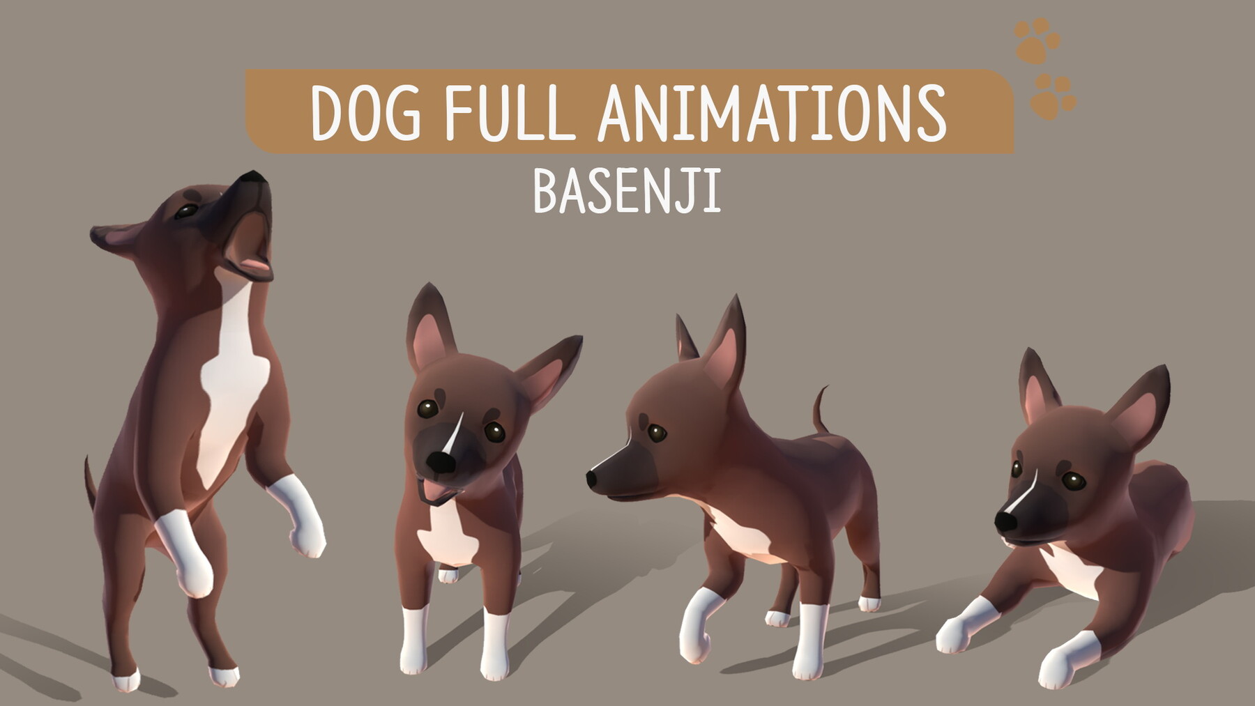 ArtStation - DOG Full Animations - Basenji | Game Assets