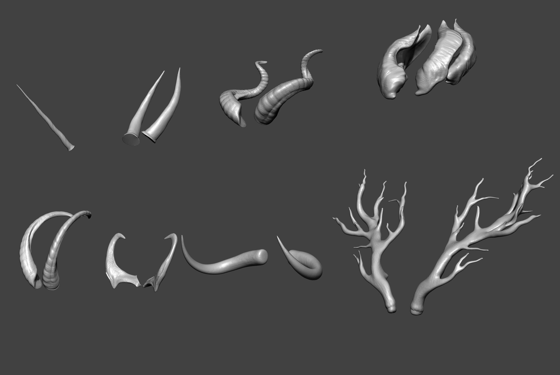 ArtStation - 8 IMM Creature horns set (OBJ & ZTOOL FILES) | Brushes