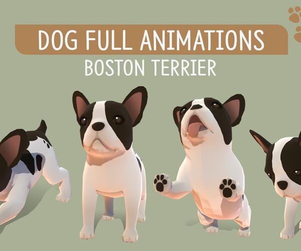 ArtStation - DOG Full Animations - Boston Terrier | Game Assets
