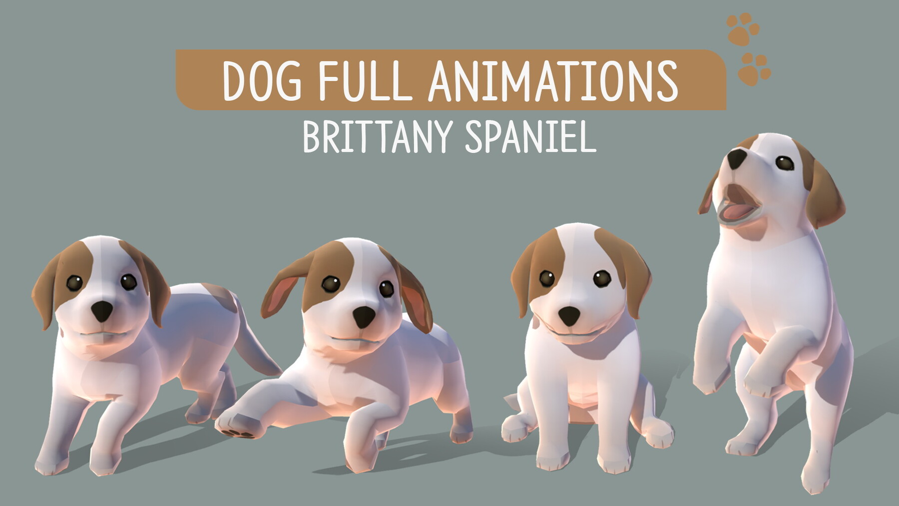 ArtStation - DOG Full Animations - Brittany Spaniel | Game Assets