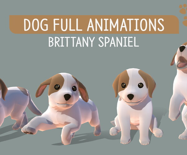 ArtStation - DOG Full Animations - Brittany Spaniel | Game Assets