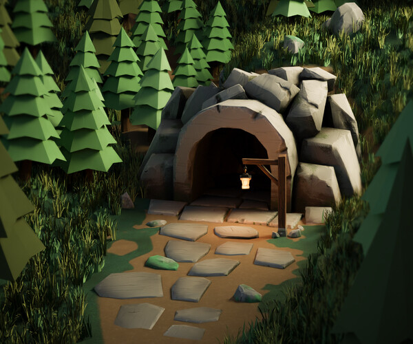 ArtStation - Stylized Cave - game ready model | Game Assets