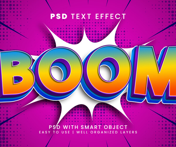 ArtStation - 3D Boom. PSD fully editable text effect. Layer style PSD ...