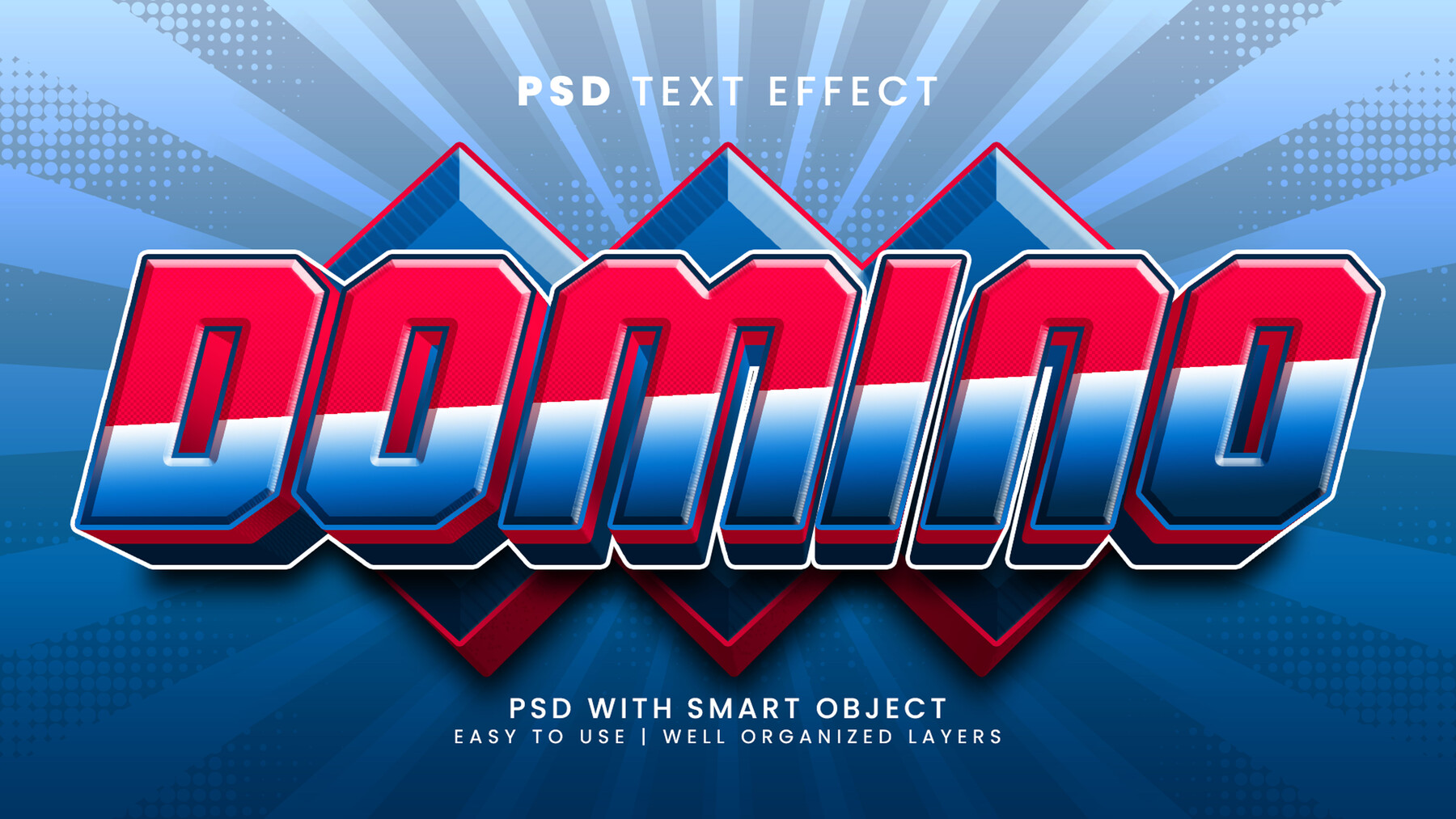 ArtStation - 3D Domino. PSD fully editable text effect. Layer style PSD ...